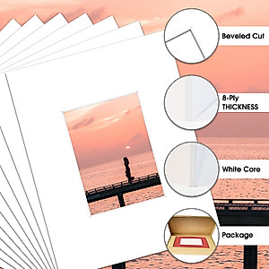10 11x14 8-ply White Picture Mats for 5x7 Photo Picture