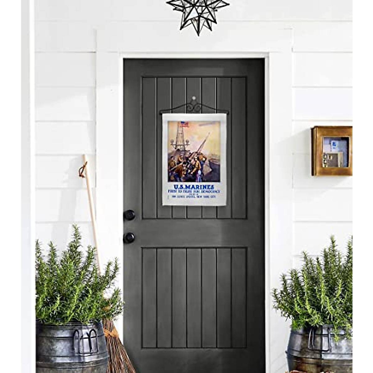 US Brotherhood First to Fight Garden Flag Set Wall Hanger Armed Forces Marine Corps USMC Semper Fi United State American Military Veteran Retire House Banner Small Yard Gift Double-Sided, Made in USA