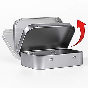 Tamicy Metal Rectangular Empty Hinged Tins - Pack of 40 Silver Mini Portable Box Containers Small Storage Kit & Home Organizer small tins with lids craft containers 3-1/2''X2-1/2''X4/5''