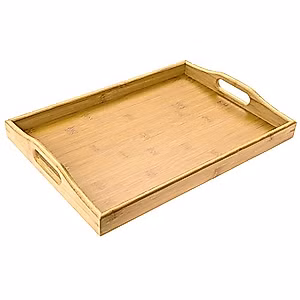 Serving Tray with Handles Nice Size Aprox 17.7 X 13 inch by Intriom Bamboo Collection