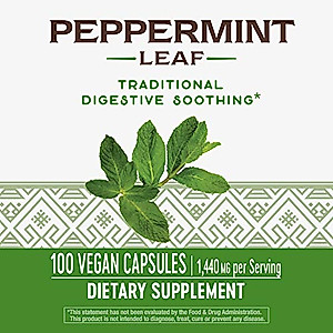 Nature's Way Premium Herbal Peppermint Leaf, Traditional Digestive Soothing and Discomfort Support*, 700mg per serving, 100 Capsules
