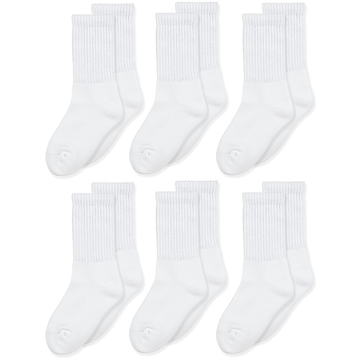 Jefferies Socks Big Boys' Seamless Toe Athletic Crew Socks, 6-pack White, 8-9 1/2(Medium)(Shoe Size 12-6)