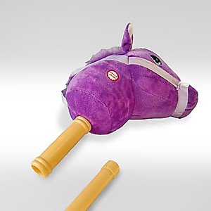 PonyLand: Music Stick Animal - Purple & White Horse - Music Button, Sturdy Two-Piece Stick W/Colorful Soft Plush Animal Head, Toy, Kids Ages 3+