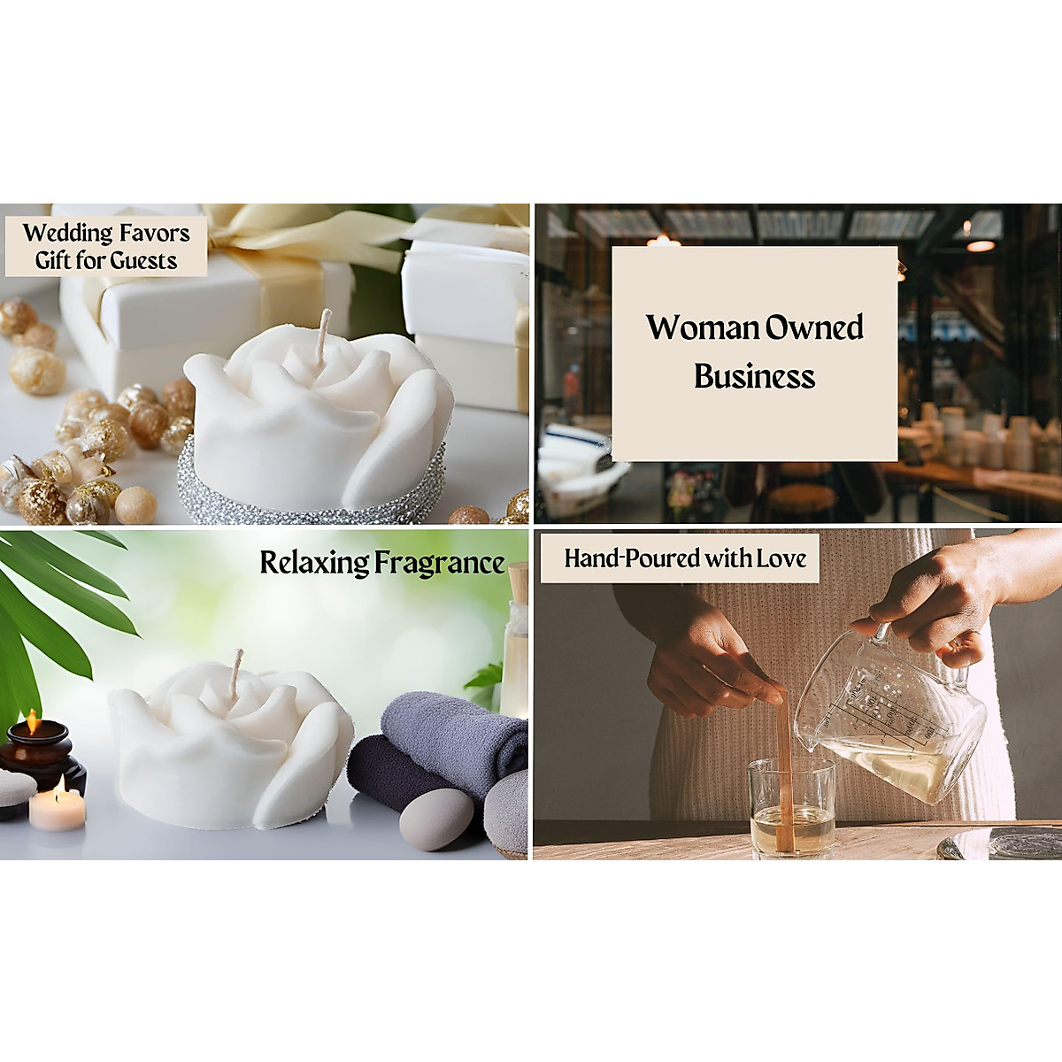 White Rose Petal Soy Wax Candles in Bulk - Scented Wedding Favor, Bridal Shower Baby Shower Birthday Gift - Dried Flower, Wax Stamp (10 Pieces)