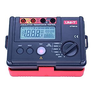 UNI-T 1000V Insulation Resistance Tester Megohmmeter Ground Resistance Tester Meter with LCD Display, Backlight (UT501A)