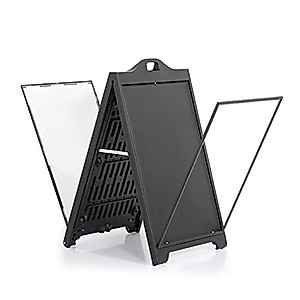 M&T Displays Street SignPro with Lens Protective Cover, 24x36 Inch Poster Black Double Sided Sandwich Board Folding A-Frame Sidewalk Curb Sign Portable Menu Display for Restaurant Cafe (3 pack)