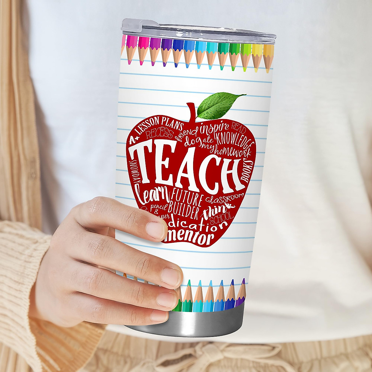 TEEZWONDER Teacher Appreciation Gifts for Women - 20 Oz Stainless Steel Insulated Coffee Tumbler With Lid - Teachers Day Graduation Appreciation Week Birthday Thank You Gifts for Teachers Women