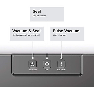 CREATIVECHEF Vacuum Sealer Machine, Compact Precision Food Vacuum Sealer, One-Touch Automatic Vacuum Sealer, for Sous Vide, Food Storage & Vacuum Sealer Bag, Include Starter Kit (Black)