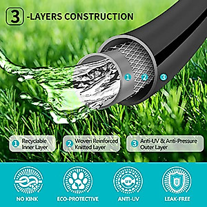 Hopegiver 5/8"x15FT Flexible Garden Hose, Hybrid Water Hose Heavy Duty, Kink Free, Leakproof, Lightweight, Garden Hose for Outdoor, Lawn, Car Wash, Backyard, Burst 500 PSI