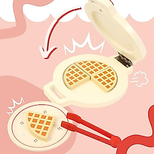 osettoys Toy Waffle Maker, Wooden Kitchen Play Set, Pretend Play Kitchen Appliance, Learning Toy for Kids, Cooking Toy Present for Boys Girls Age of 3-8