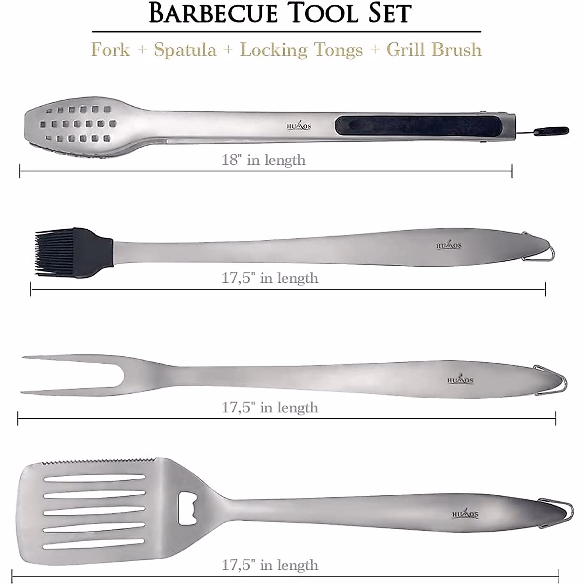 HUMOS, Combo, Outdoor Vertical Charcoal Smoker 3, Premium Extra Thick BBQ Tools Set x 4 pcs, Wood Fire Starter 48 Squares for Grill and Top Meat Smokers Box in Barbecue Grilling Accessories.