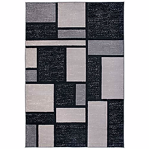 Rugshop Contemporary Modern Boxes Design Soft Area Rug 9' x 12' Gray