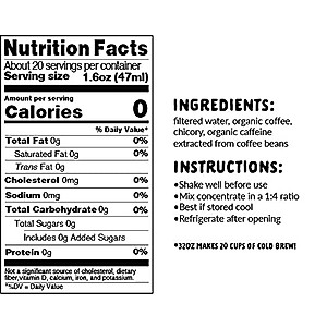 Explorer Cold Brew Organic Coffee Concentrate, Maverick Extra Caffeine, Drink Iced or Hot, 32 fl oz, Makes 20+ Cups