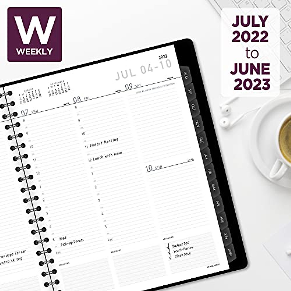 AT-A-GLANCE 2022-2023 Planner, Weekly & Monthly Academic Appointment Book, 8-1/4" x 11", Large, Contempo, Black (70957X05)