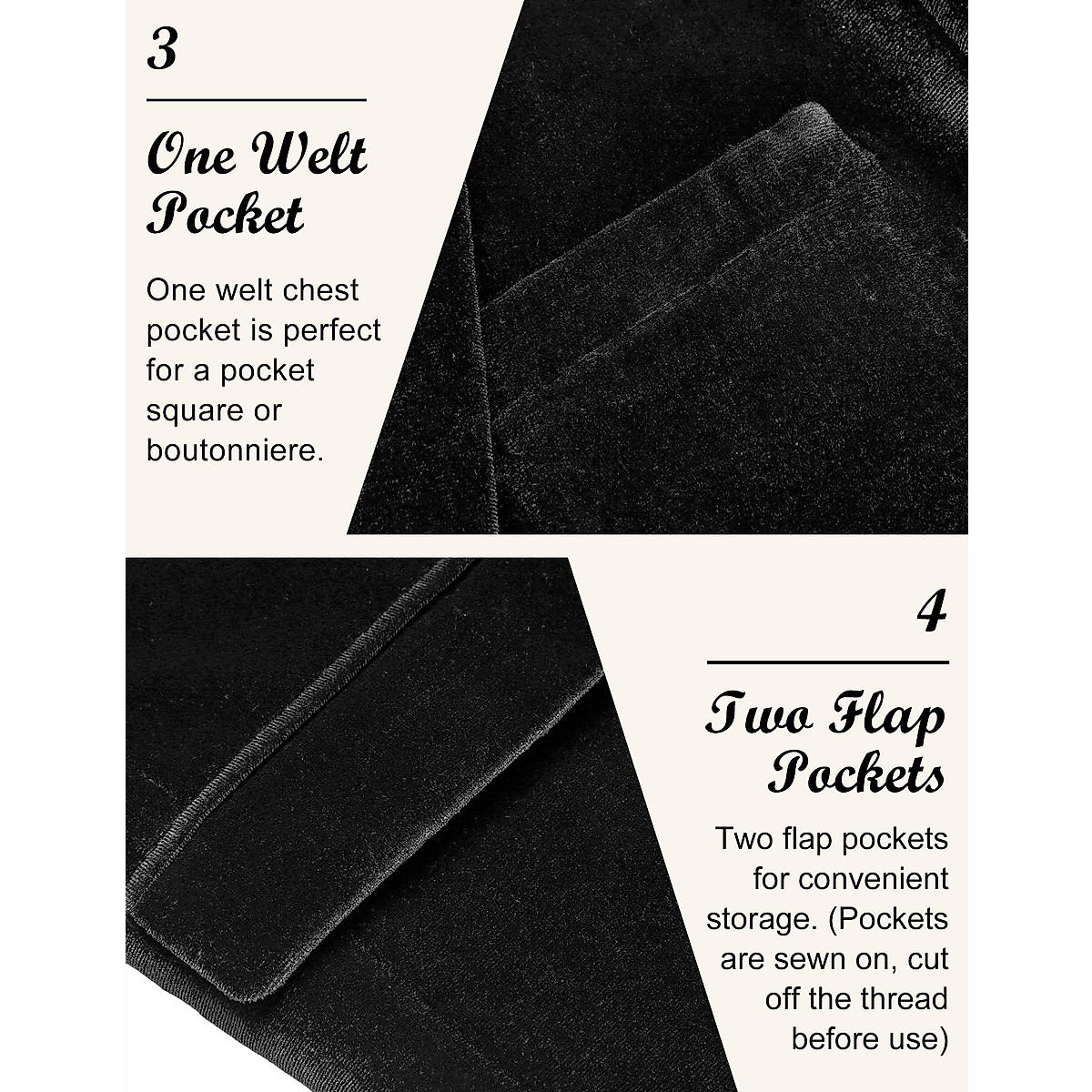 COOFANDY Mens Velvet Blazer Black Tuxedo Jackets Notched Lapel Single Button Prom Jackets (Black L)