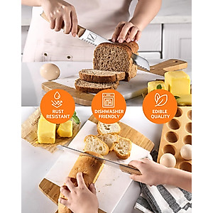 Hinye Bread Knife Professional Grade 8-Inch Serrated Edge Cake Knife, High Carbon Stainless Steel Bread Cutter for Homemade Bread (Autumn Yellow)