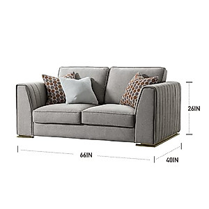Acanva Luxury Mid Century Modern Linen-Like Living Room Sofa, 66“W, Grey Loveseat
