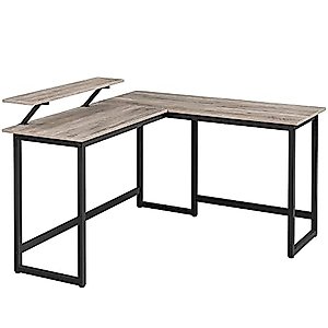 VASAGLE L-Shaped Computer Desk, Industrial Workstation for Home Office Study Writing and Gaming, Space-Saving, Easy Assembly, 55.1”D x 51.2”W, Greige