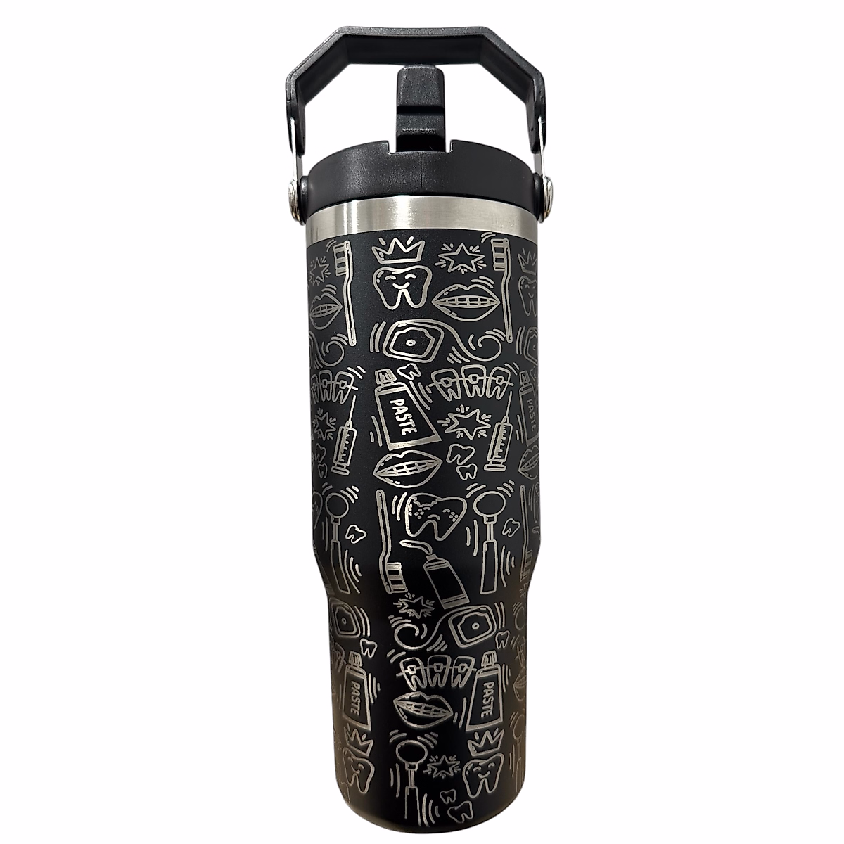 Silva lining designing Dental hyginiest tumbler 40oz tumbler Tooth tumbler Dental water bottle Gift for dentist Gift for dental hyginiest Office gift (30oz Black(59)-Dental(K))