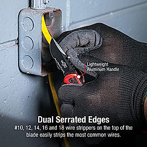 Sunex KNSPARKP Spark Fitter Electrician's Knife with Drop Point Blade and #1 Phillips Driver, Dual Serrated Edges, Lightweight Aluminum Handle & Multi-Purpose Clip