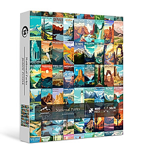 National Parks Puzzle for Adults 1000 Pieces, Travel Poster Landscape Puzzle Including Zion Yellowstone Yosemite, Nature Jigsaw Puzzles Scenery Mountain Scene