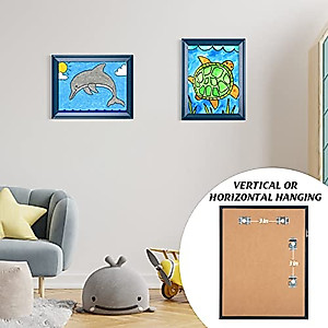 KSROECUD 9x12 Kids Artwork Frame for kids artwork changeable, Front-Opening, Tempered Glass, Child Artwork Frame with Storage(1Pack,Blue)