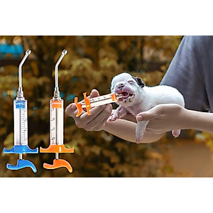 2 Pcs Goats Feed Water Distributor, Reusable, Drench Nozzle, Adjustable Dosage, for Goats, Sheep, Horse, Pig, Dog, Cattle, Cat Supplies (Blue+Orange 20ml)