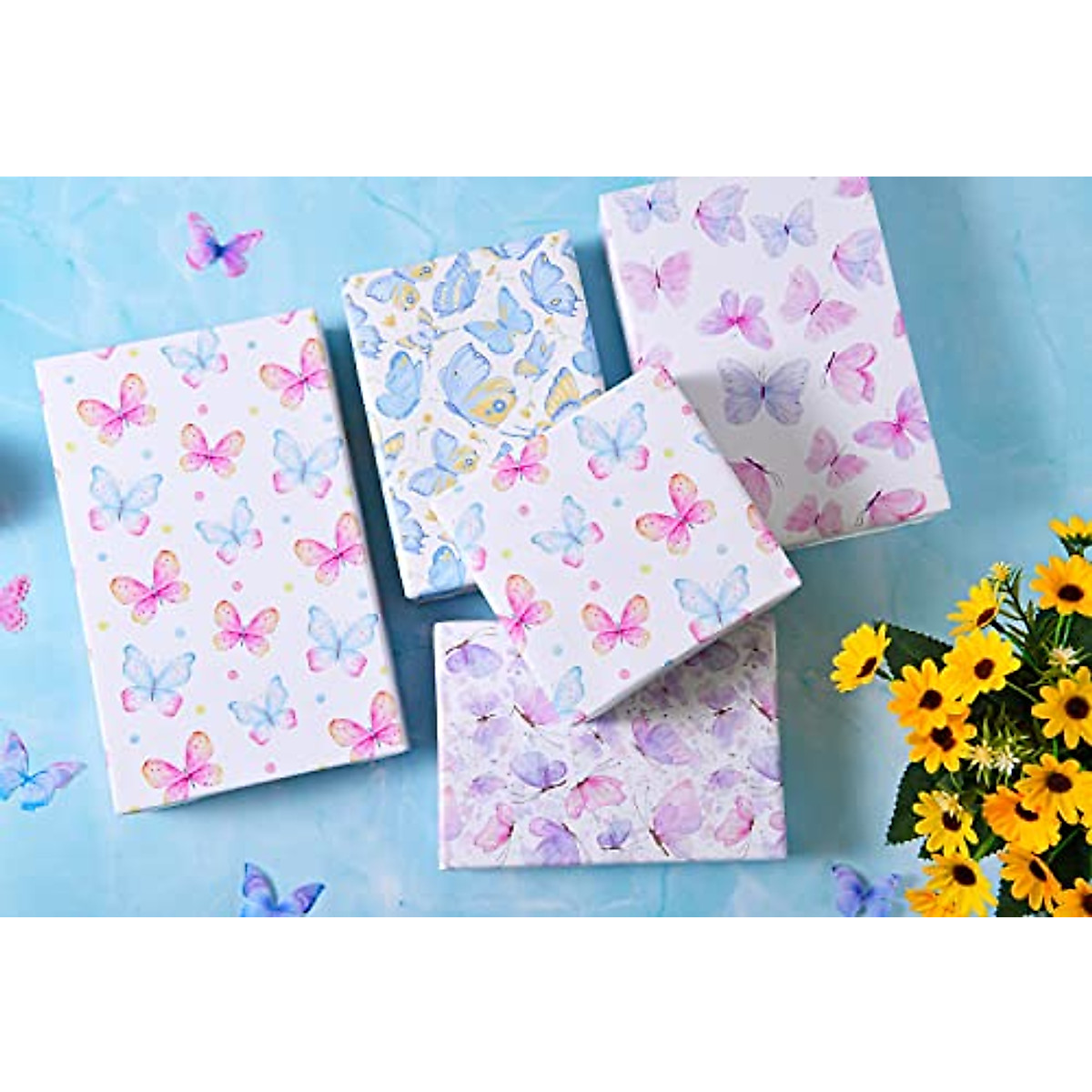 Sikiweiter Butterfly Wrapping Paper - 12 Sheets Butterfly Gift Wrap for Birthday Wedding Baby Shower Holiday - 19.7 x 27.6 Inches Per Sheet