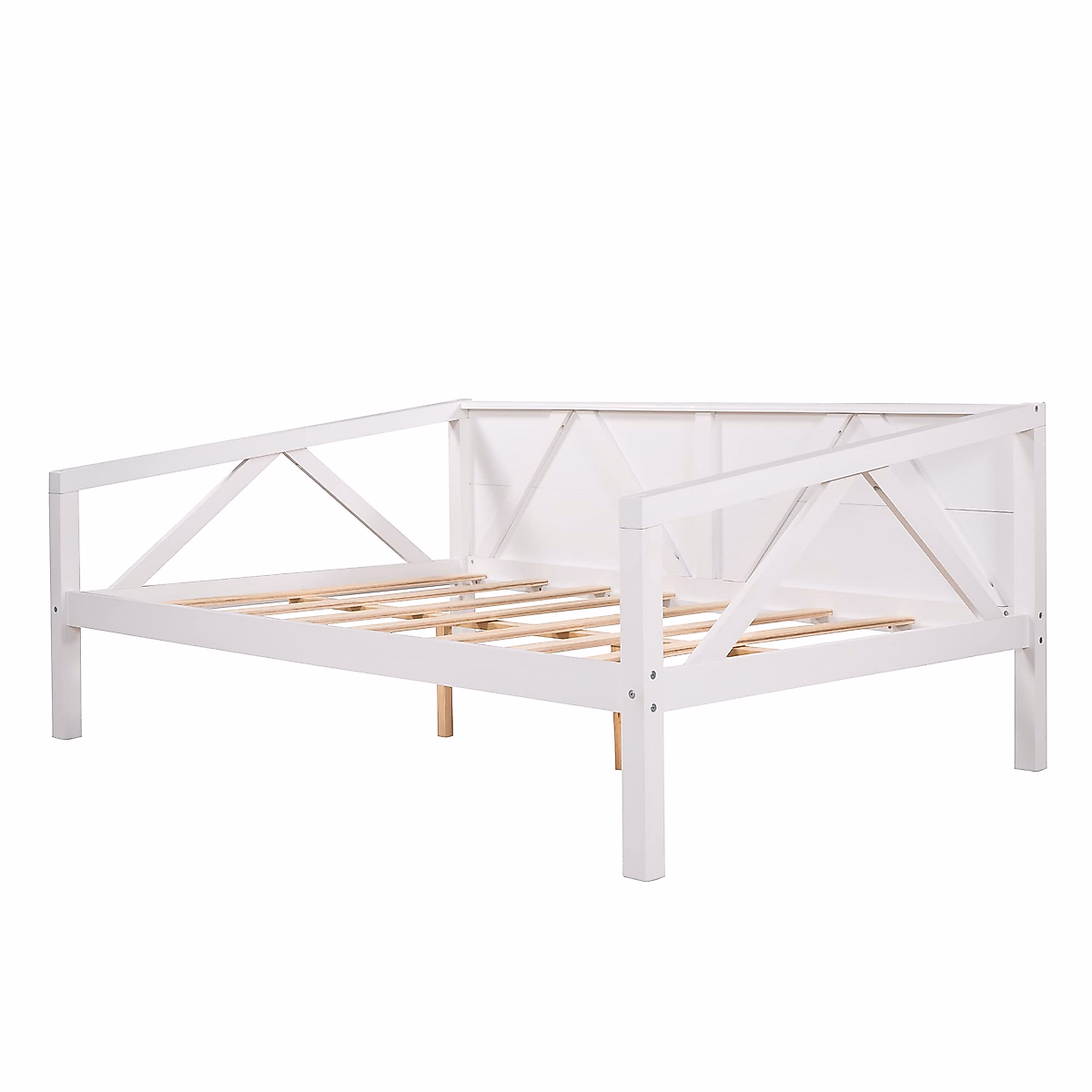 Harper & Bright Designs Wooden Full Size Daybed Frame, Wood Slat Support, No Box Spring Needed, White