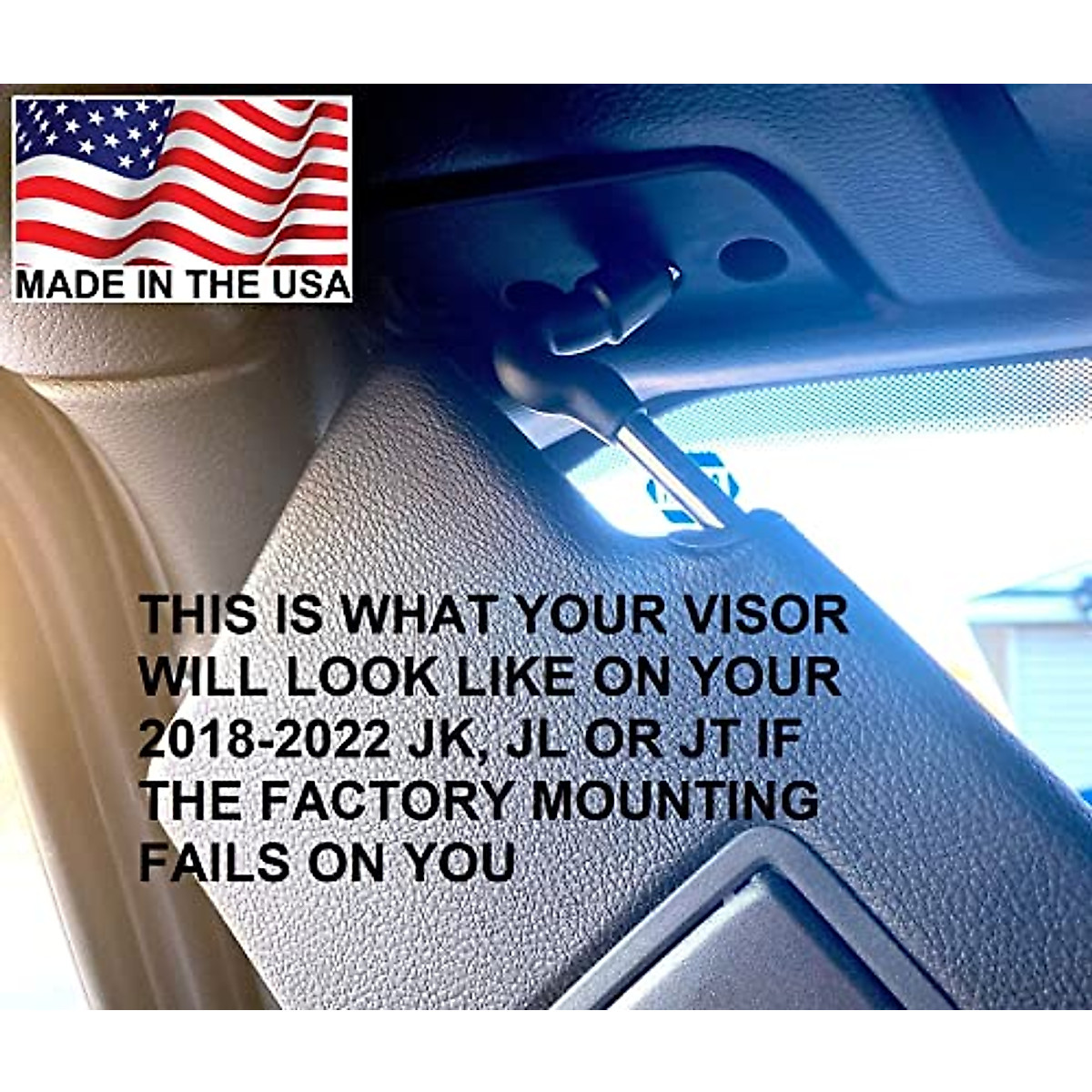 TACCOM Sun Visor clips (2) compatible for Jeep 2018 and newer JK, JL, JT Gladiator and Wrangler- PATENT PENDING