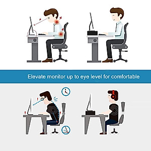 Monitor Stand Riser, Computer Laptop Riser Shelf with Organizer Drawer (White, 19"L x 8"W x 4"H)