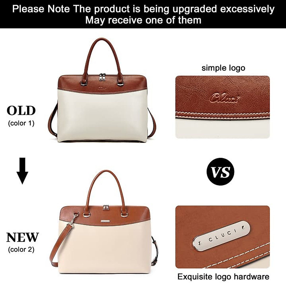 CLUCI Leather Briefcase for Women 15.6 Inch Laptop Business Vintage Slim Ladies Shoulder Bag