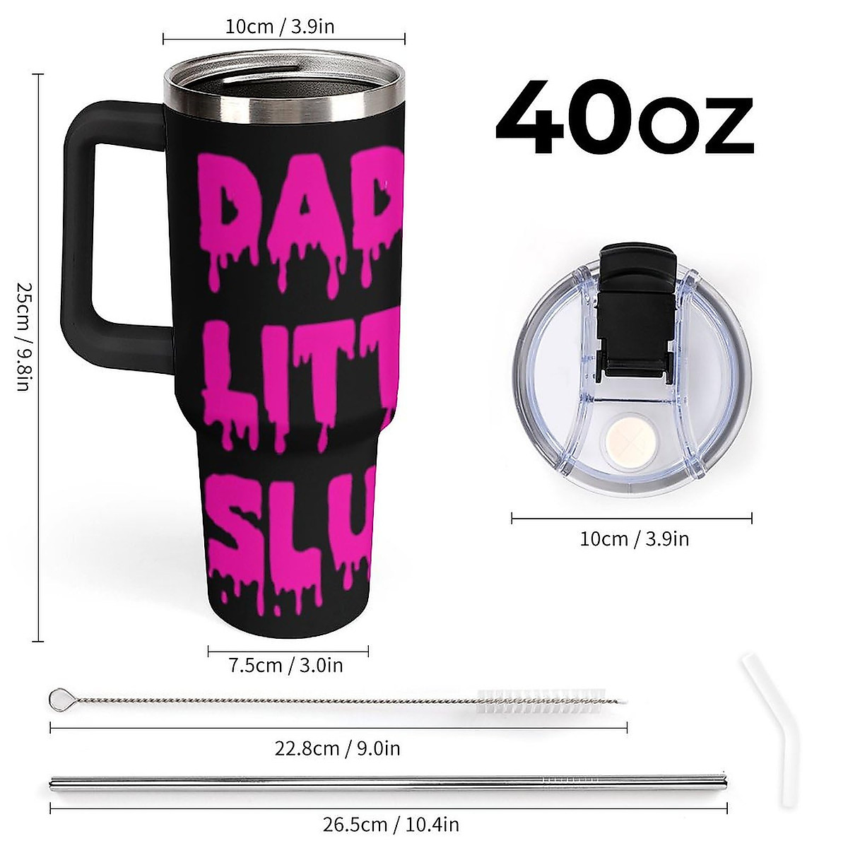 Daddy's Little Slut Insulated Tumbler 40 Oz Stainless Steel Double Wall Vacuum Travel Mug Large Volume Car Cup with Straw Handle