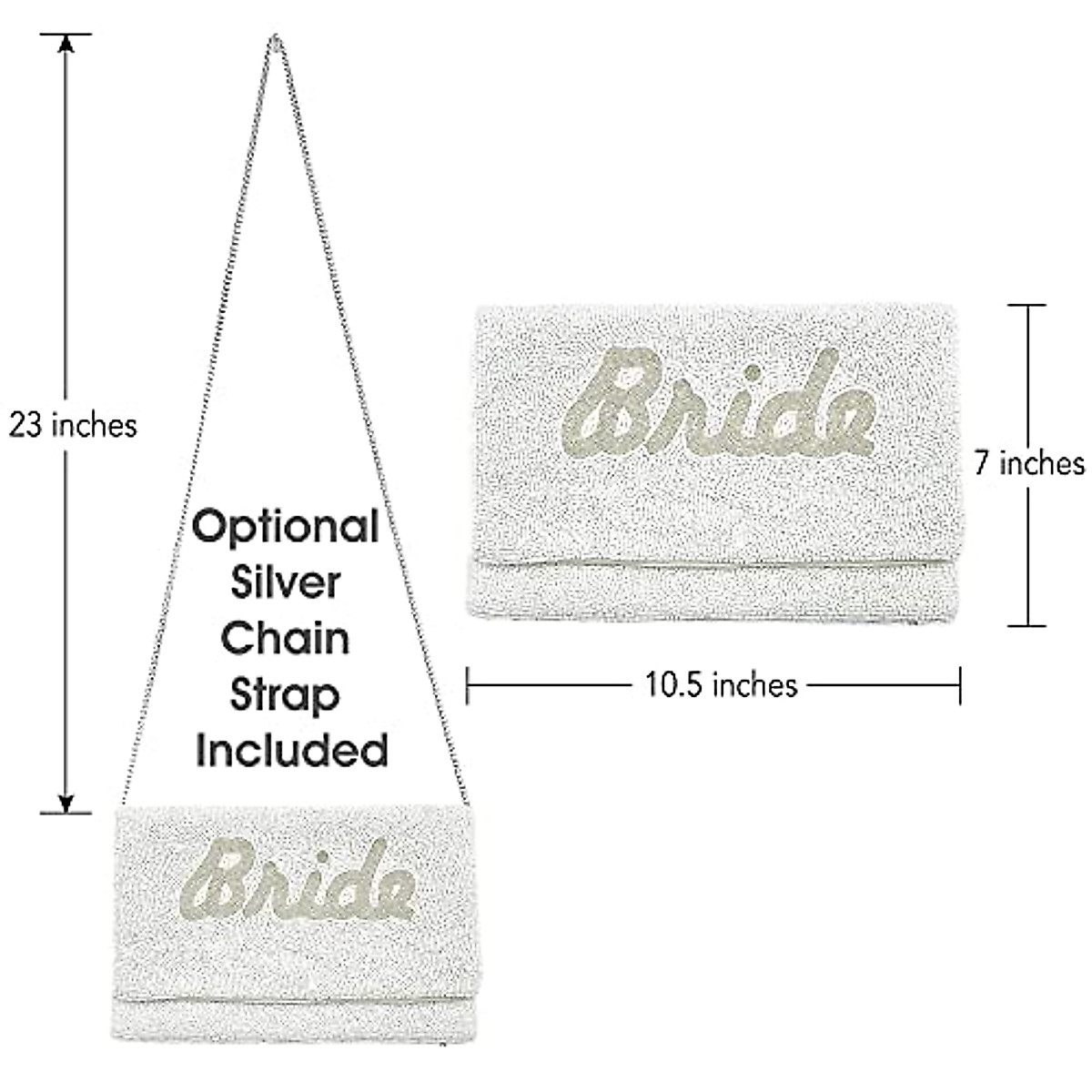 Bride Clutch Purse Bridal Shower Gift for Bride White Purse with Silver Letters THE BEADED LILY White Bride Clutch With Silver Letters