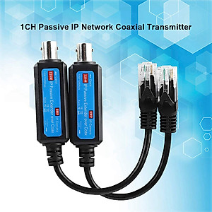 Demeras 1Pair 10/100Mbps 1CH IP Network Transmitter, Fast and Easy to Install Passive IP Network Coaxial Transmitter Receiver Extender for IP NVR Camera