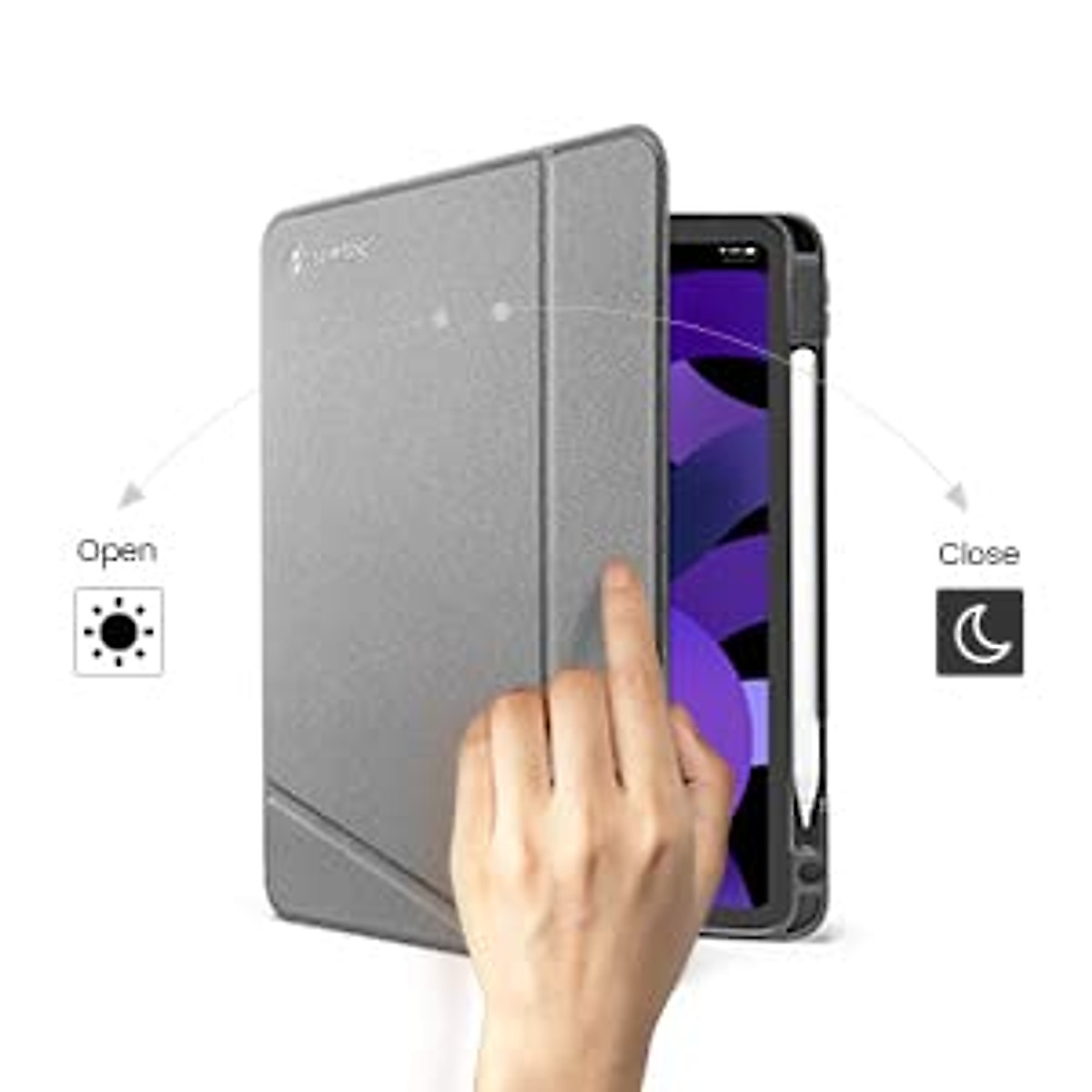 tomtoc Vertical Case for 2024 11 Inch iPad Air M2, 10.9 Inch iPad Air 5th/4th Gen, Protective iPad Case with iPad Pencil Holder, Magnetic Kickstand for 3 Use Modes