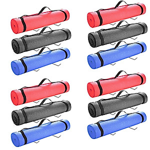 6Pcs/3 Set Yoga Mat Holder, Wall Mount Yoga Mat Storage, Home Gym Accessories for Hanging Foam Roller and Resistance Bands at Fitness Class or Home Gym