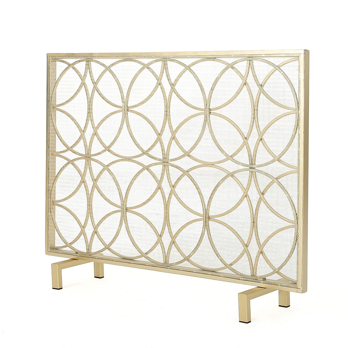 Christopher Knight Home Valeno Single Panel Iron Fireplace Screen, Gold