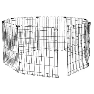 Amazon Basics Foldable Octagonal Metal Exercise Pet Play Pen for Dogs, Fence Pen, No Door, Small, 60 x 60 x 30 Inches, black