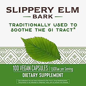 Nature's Way Slippery Elm Bark, Traditional Support to Soothe GI Tract*, 100 Vegan Capsules