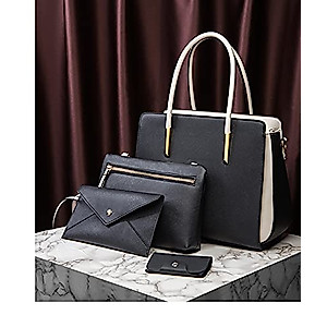 Handbags and Purses for Women Large Capacity Gifts Tote Bag Crossbody Bags Satchel Travel Clutch Wallet Card Purse Set 4pcs Carteras Bolsos De Mujer Black