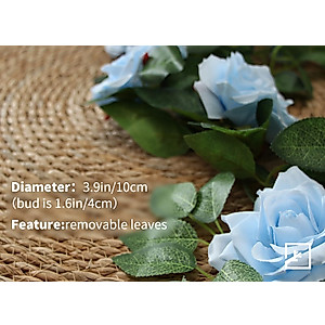 ZIFTY 5Pcs 32.5FT Blue Flower Garland Fake Flower Vines Faux Artificial Floral Garland Hanging Rose Ivy for Wedding Decortions Arch Garden Ceremony Background Outdoor Wall Decor