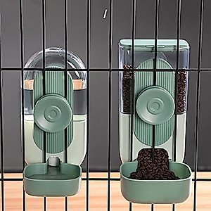 Hanging Cage Automatic Water Dispenser Small Pets Feeder Drinking Set, Feeder and Water Dispenser for Small Dogs Cats Rabbit Pets Small Animals (Green)
