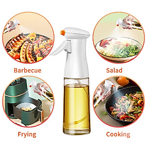 Oil Sprayer for Cooking, Olive Oil Sprayer, 2 Pcs Olive Oil Spray Bottle, 230mL Oil Sprayer for Air Fryer Olive Oil Mister Spray Bottle for Cooking BBQ Salad Large Capacity Durable Glass Oil Spritzer