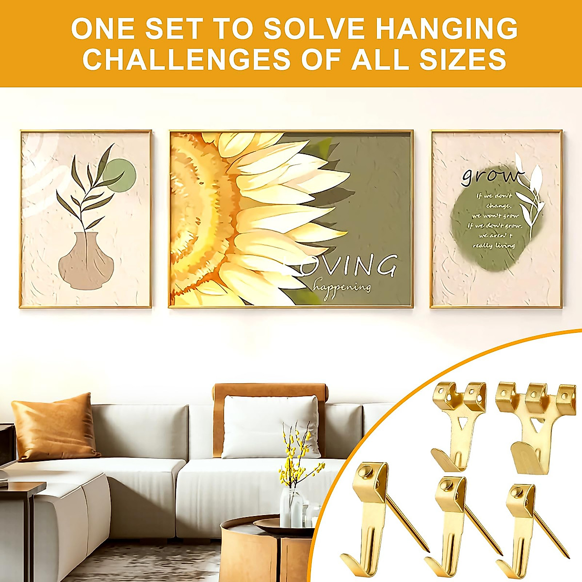 KURUI 303Pcs Picture Hanging Kit, Picture Hangers Assorted Kit With Heavy Duty Wall Hooks, Sawtooth, Picture Wire, D Rings, Hardware Nails, Eye Hooks and Picture Hanging Tool for Frame Canvas Mounting