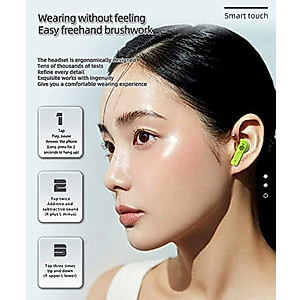 Xmenha Wireless Earbuds Bluetooth in Ear Headphones for iPhone Android Transparent Blue Tooth 5.3 Ear Buds True Wireless Earphones Audifonos Bluetooth Inalambricos TWS Cordless Earbud Green