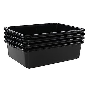 DynkoNA 8 Liter Plastic Bus Tub, Small Bus Box, 4-Pack