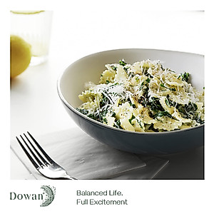 DOWAN Pasta Bowls, 42 oz Large Pasta Bowl Set of 4, Wave Ceramic Salad Serving Bowls, Porcelain Pasta Plates Set, Dinner Bowls for Kitchen, Microwave Dishwasher Oven Safe, Air Blue