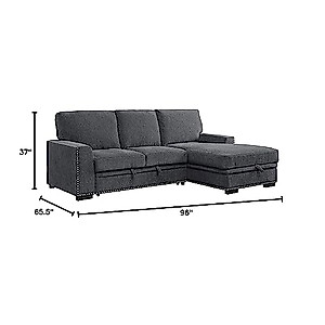 Lexicon Mulligan Sectional Sofa Sleeper, Right Chaise, Charcoal