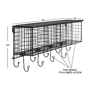 Linon AHWE12381 Lanette 4-Cubby Wall Shelf, 13" x 30" x 6.5", Black